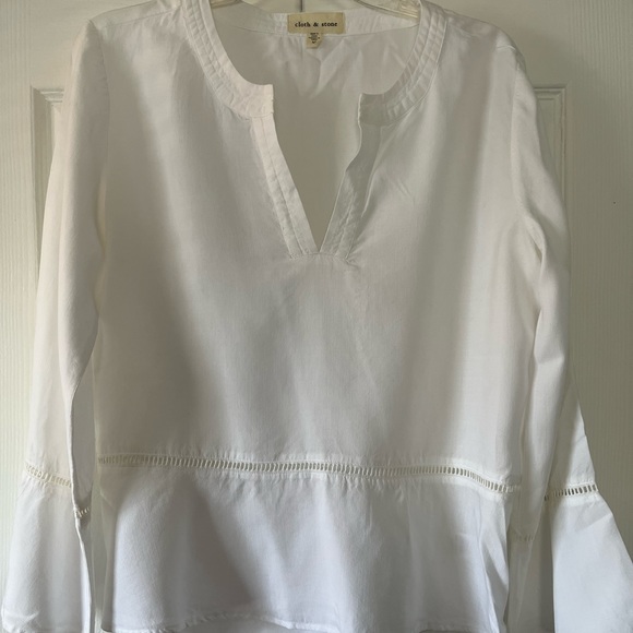 cloth & stone | Tops | Cloth Stone White Long Sleeve Blouse With Flared ...